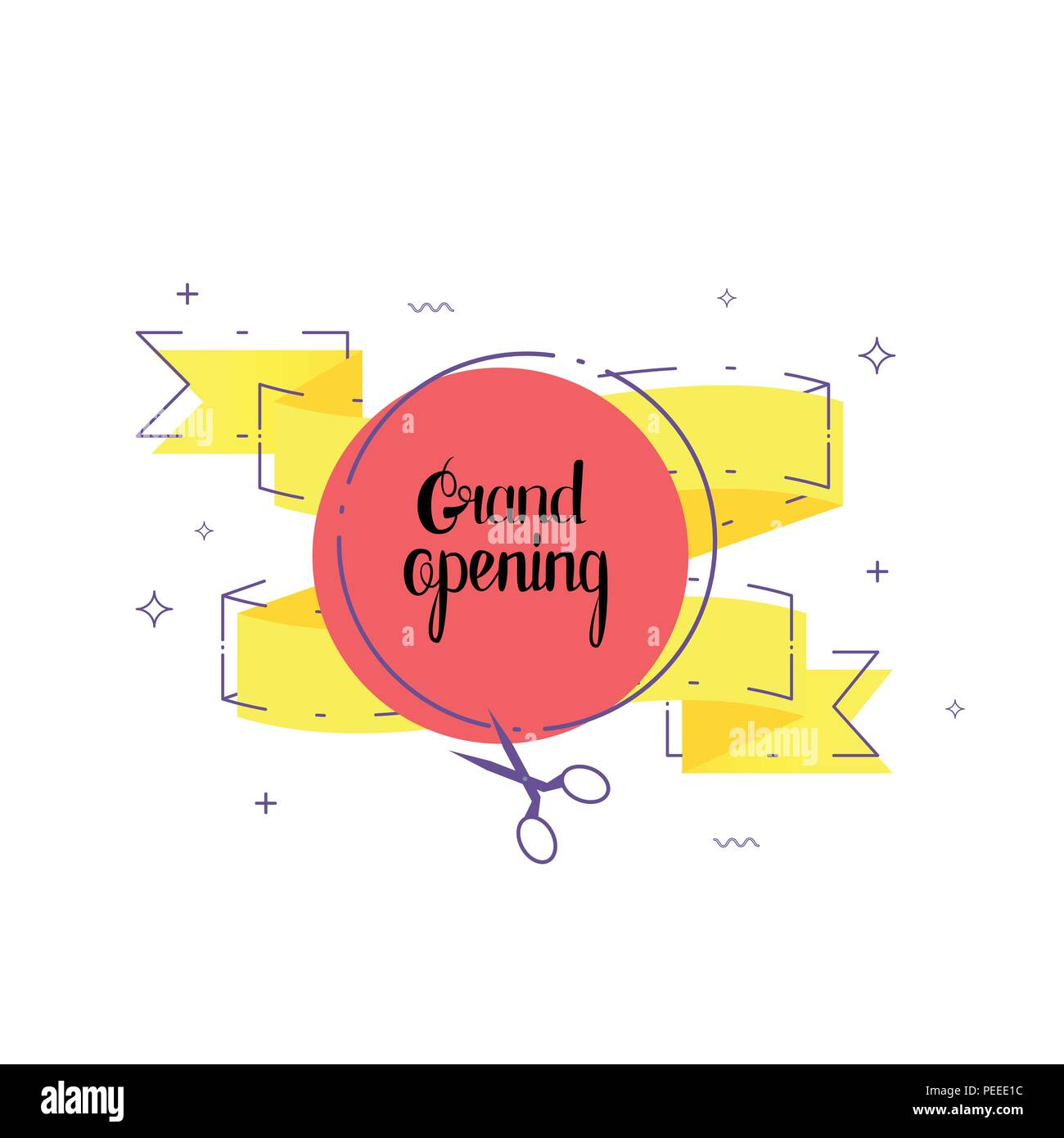 Grand opening banner isolated on white background. Vector illustration ...