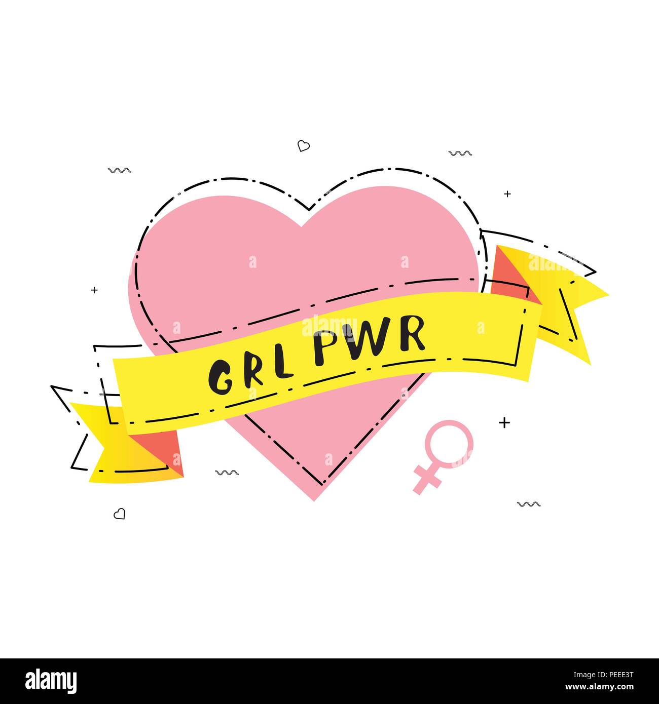 Girl Power composition. GRL PWR lettering. Vector illustration Stock ...