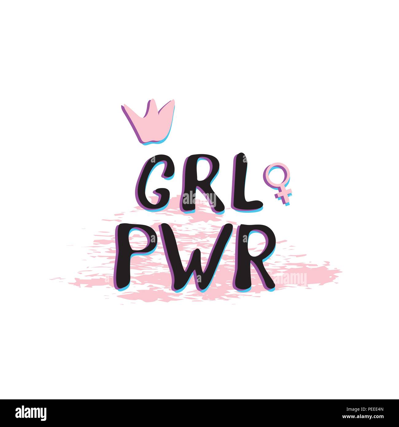 Girl Power composition. GRL PWR lettering with glitch effect. Vector ...