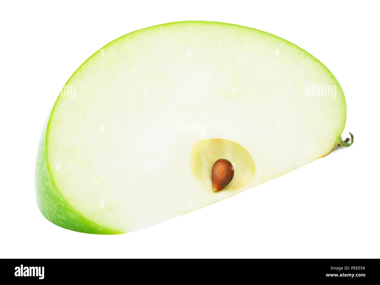 Fresh green apple fruit slice isolated on the white background with ...