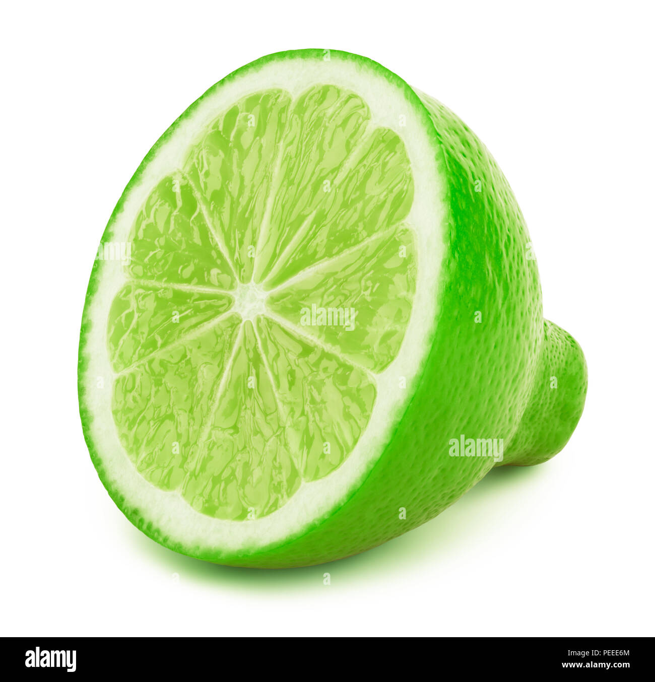 Perfectly retouched sliced half of lime fruit isolated on the white ...
