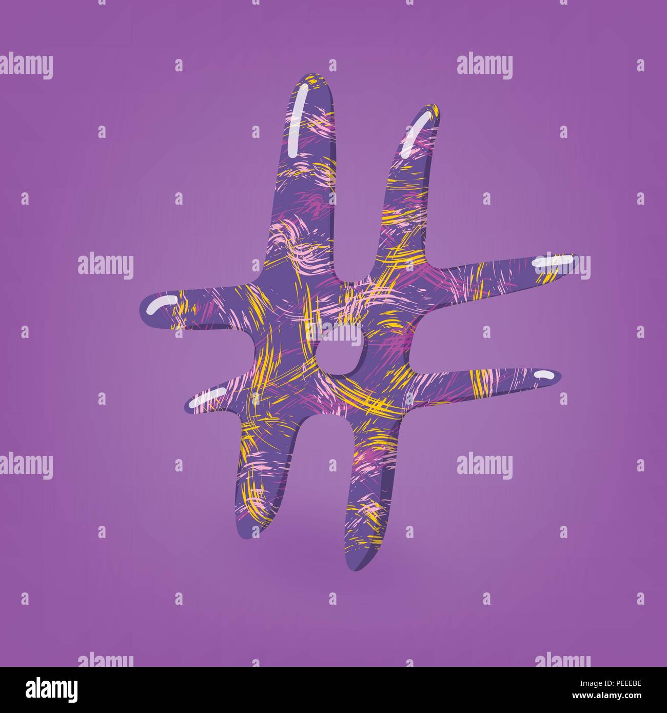 Hashtag sign isolated. Ultra violet palette colors. Element for banner ...