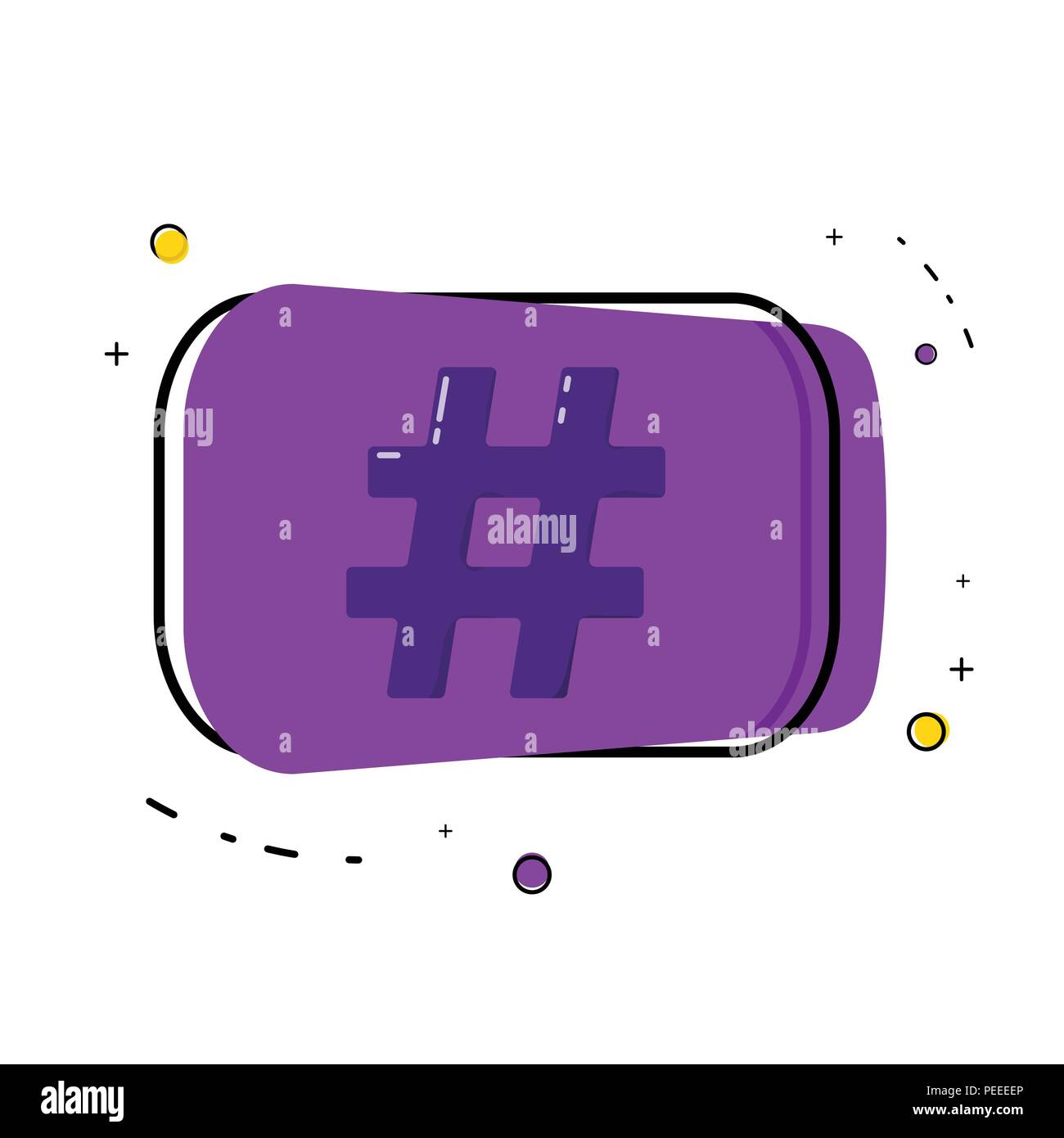 Hashtag sign with with badge isolated. Element for graphic design ...