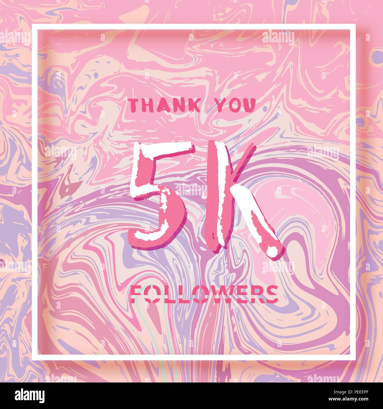 5K Followers thank you square banner with liquid background and frame ...