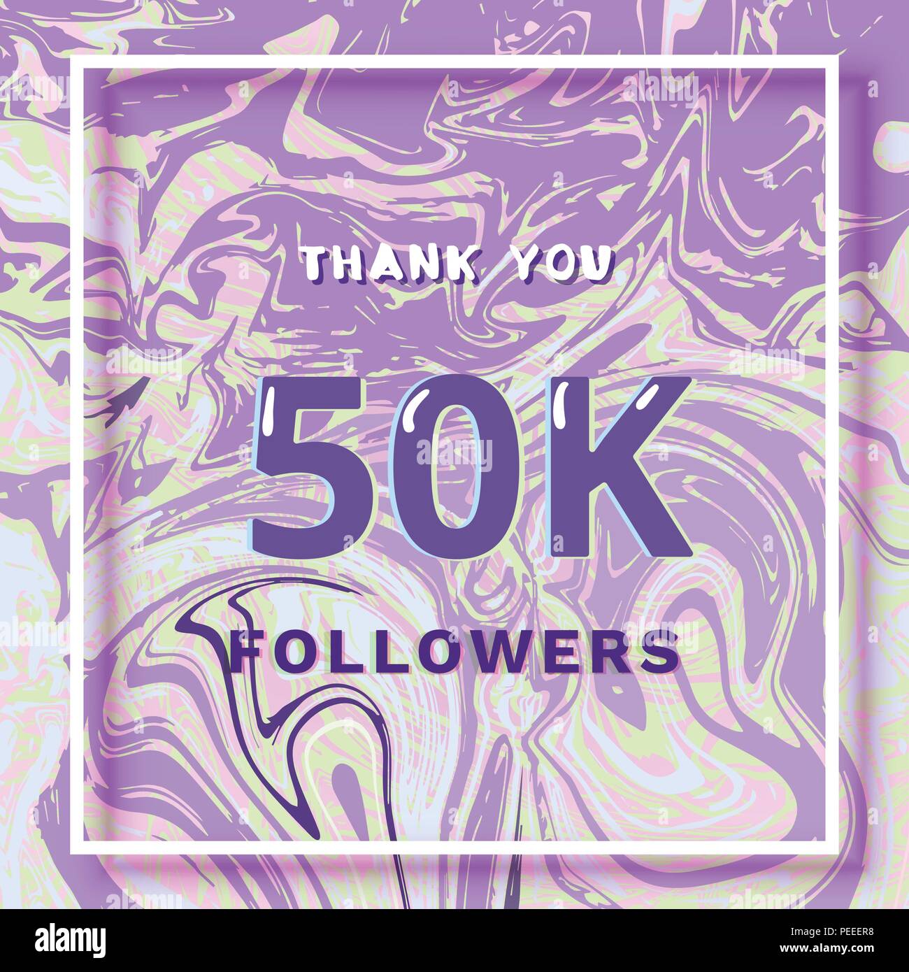 50K Followers thank you square banner with liquid background and frame ...