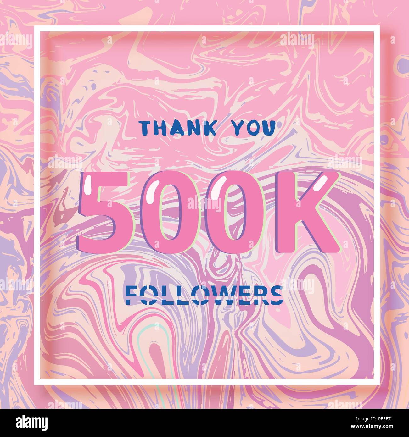 500K Followers thank you square banner with liquid background and frame ...