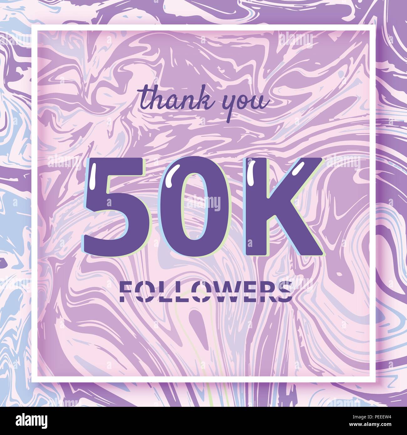 50K Followers thank you square banner with liquid background and frame ...