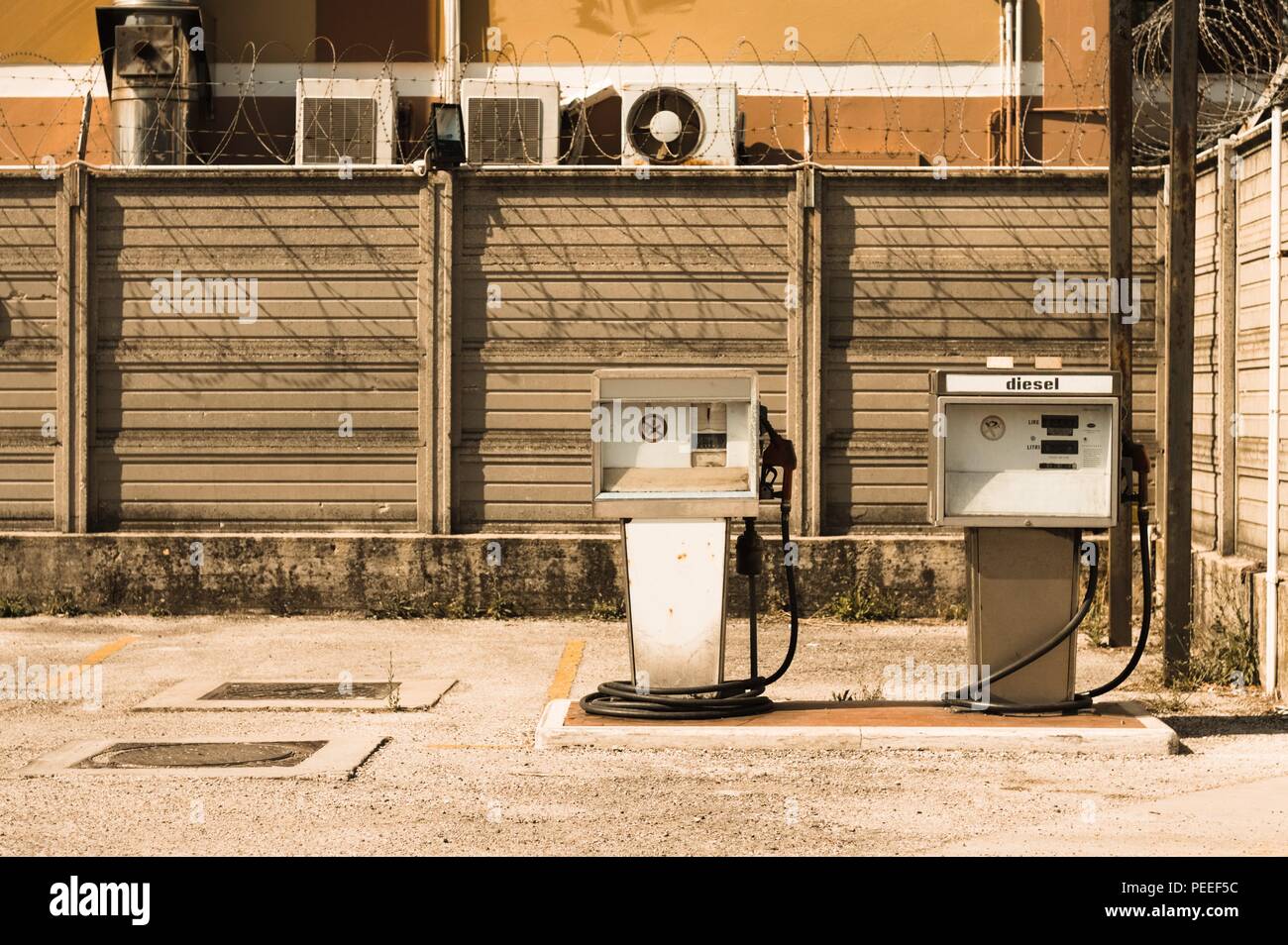 Old italian fuel pump - Diesel pump (Pesaro, Italy, Europe Stock Photo ...