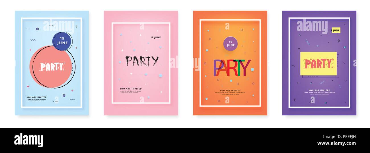 Set of Party vertical banner templates. Event flyer invitation. Vector ...