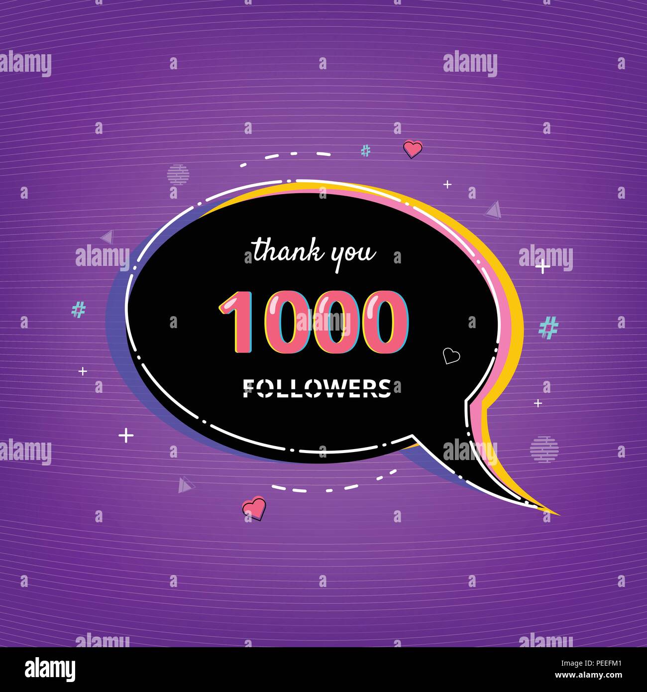 Thank you 1000 followers card. Template for Social Network. 1K ...