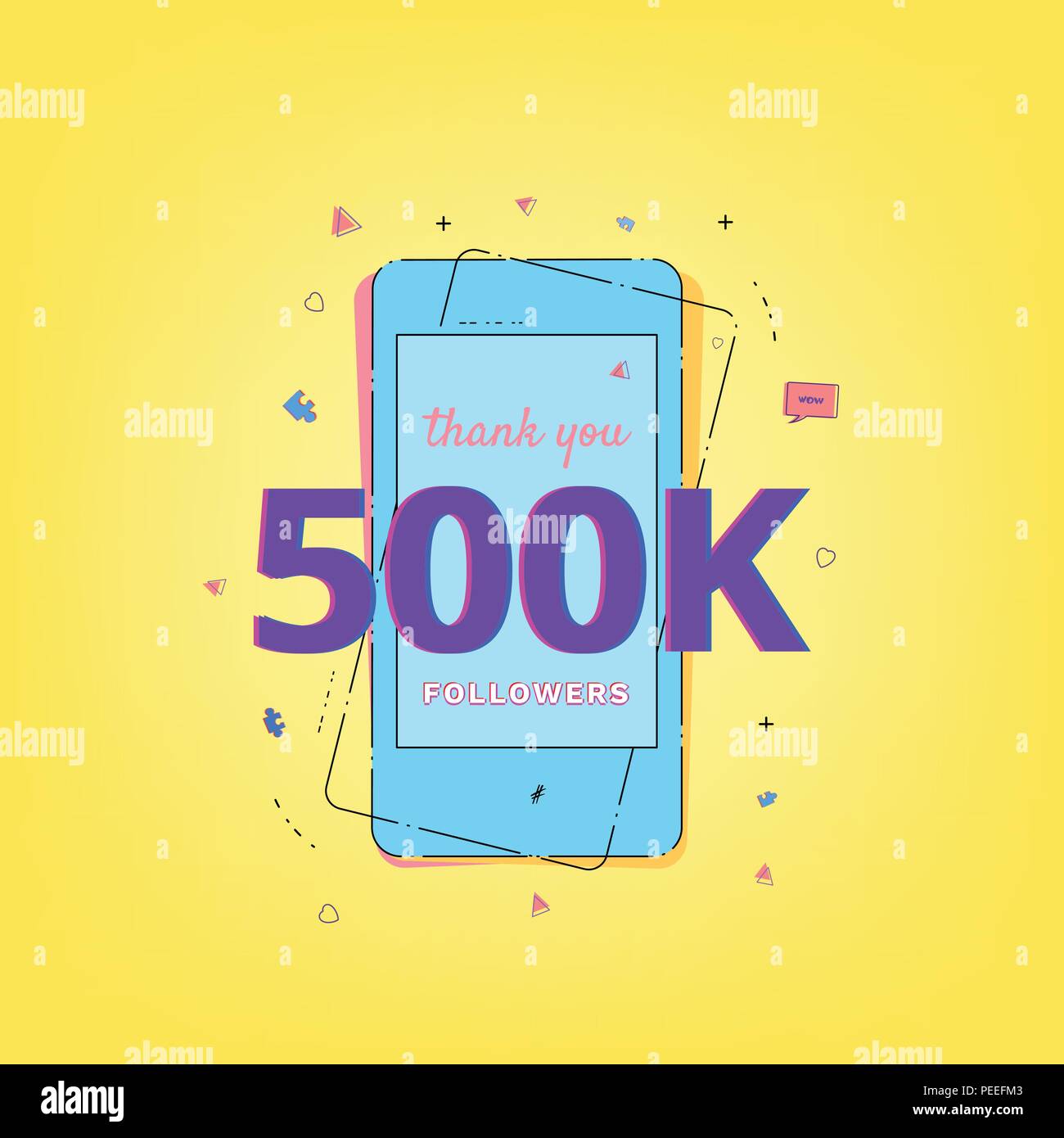 Thank you 500K followers card. Template for Social Network. Vector ...