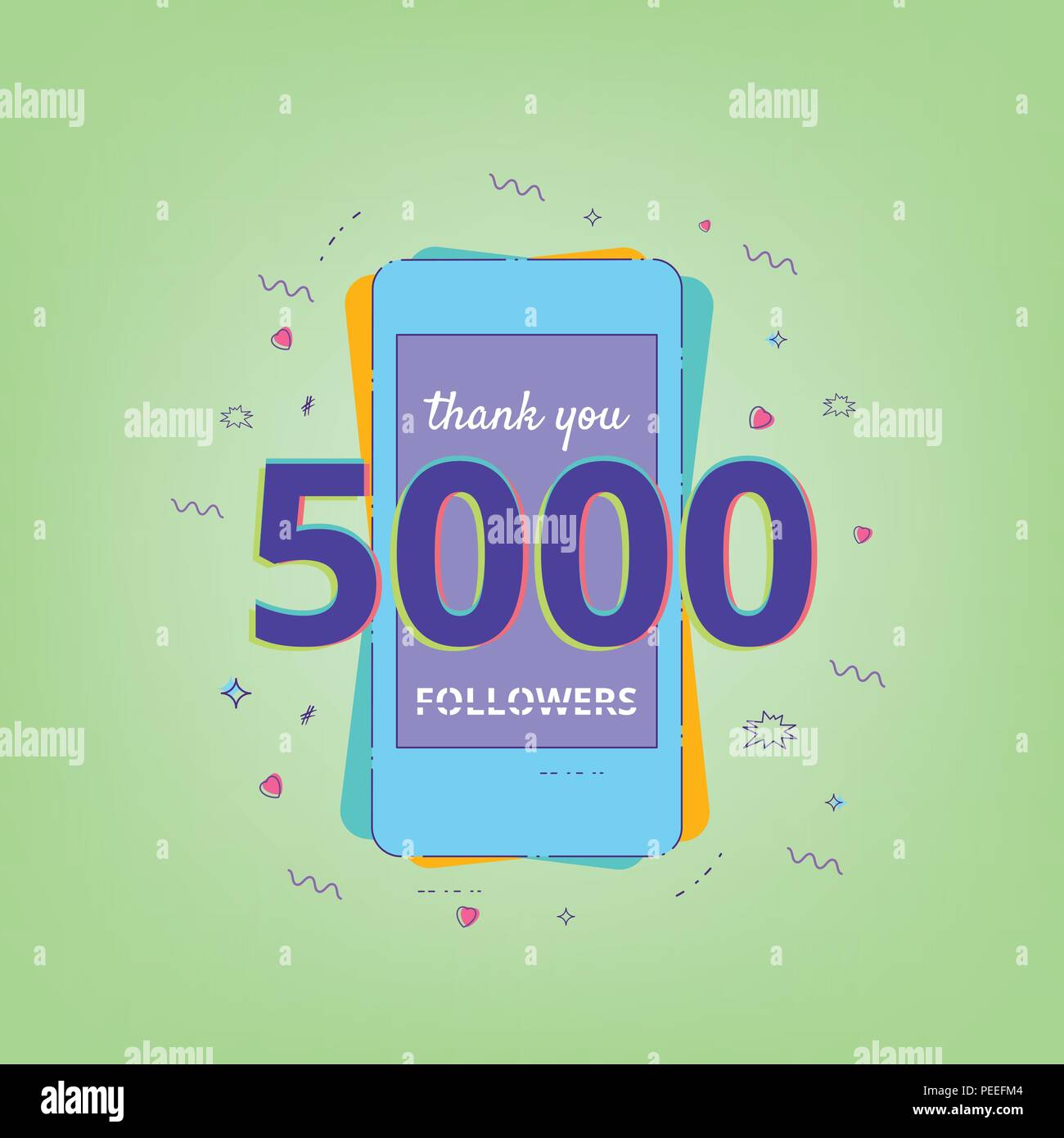 Thank you 5000 followers vivid card. 5K followers message for post ...