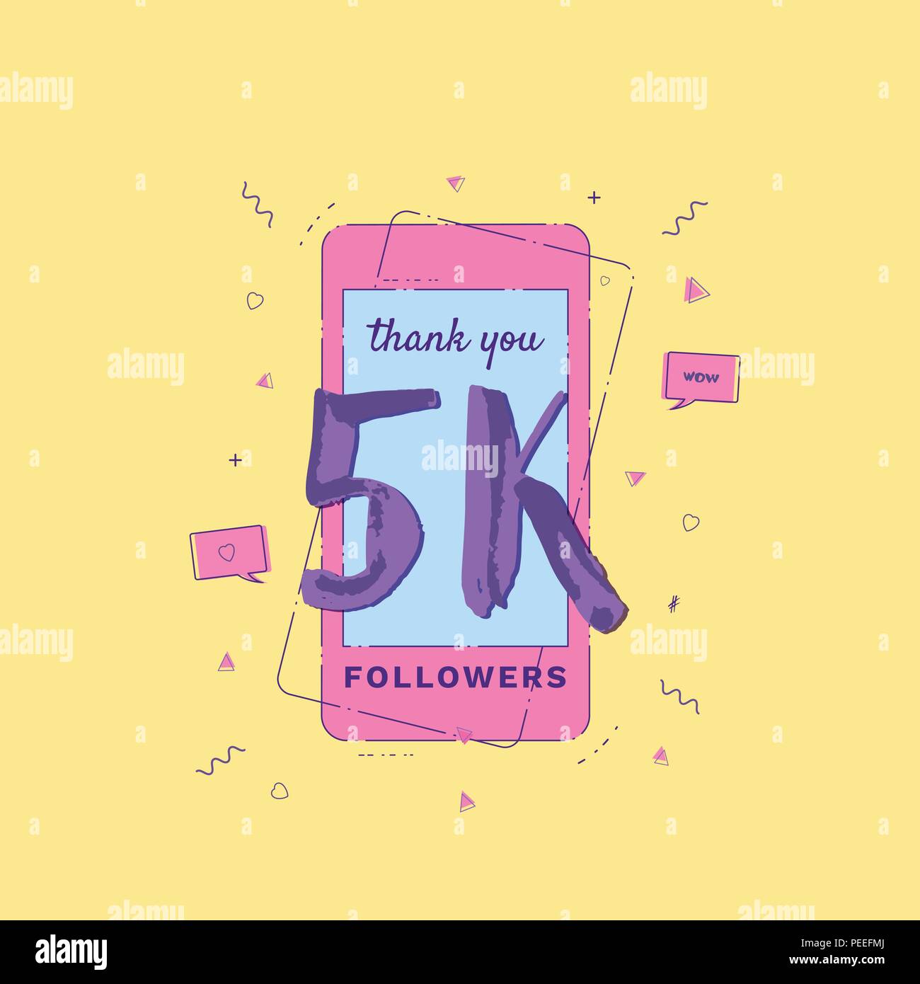 5K Followers vivid banner with phone. Template for social media. 5000 ...