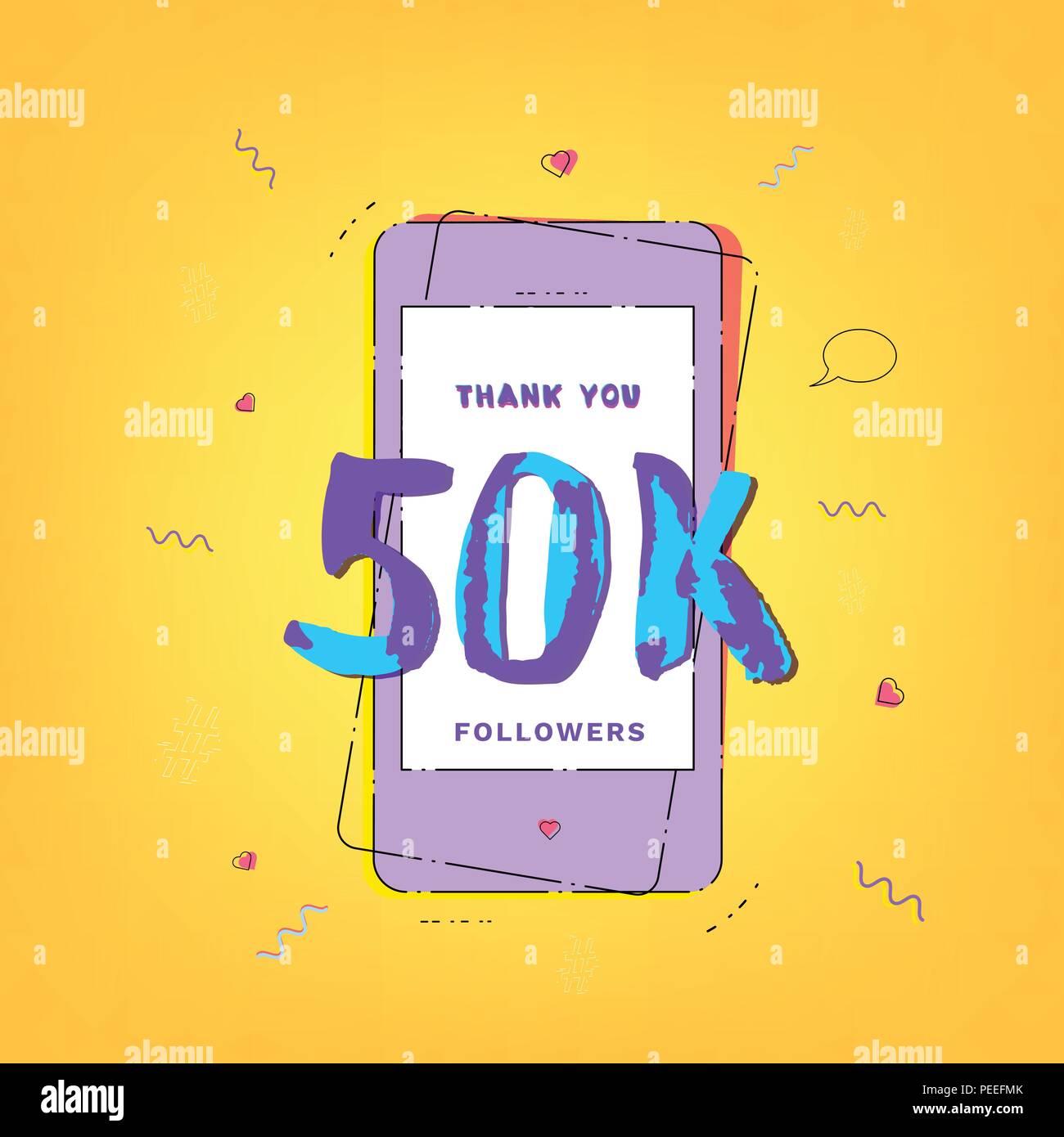 50K Followers vivid banner with phone. Template for social media ...