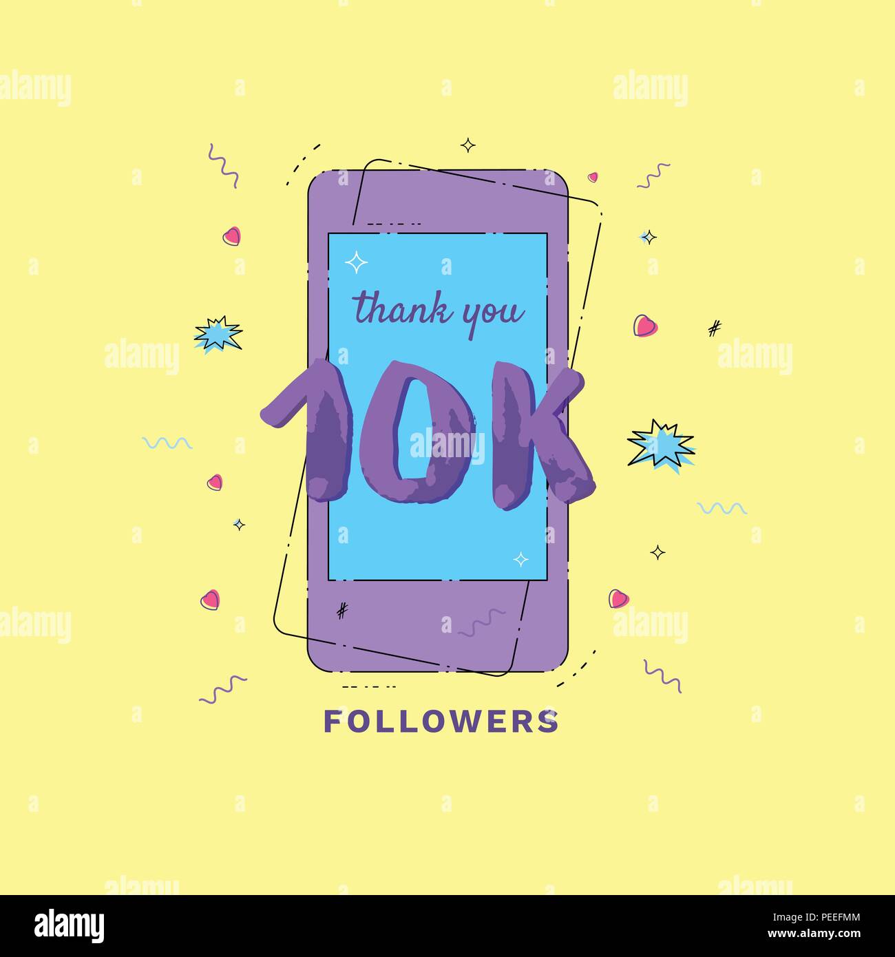 10K Followers banner with phone. Template for social media. 10000 ...