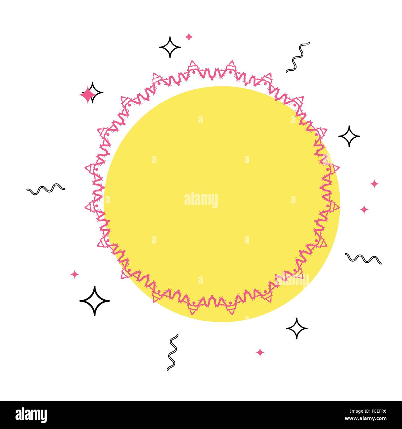 Flat promotion round banner. Vivid empty circle frame with random ...