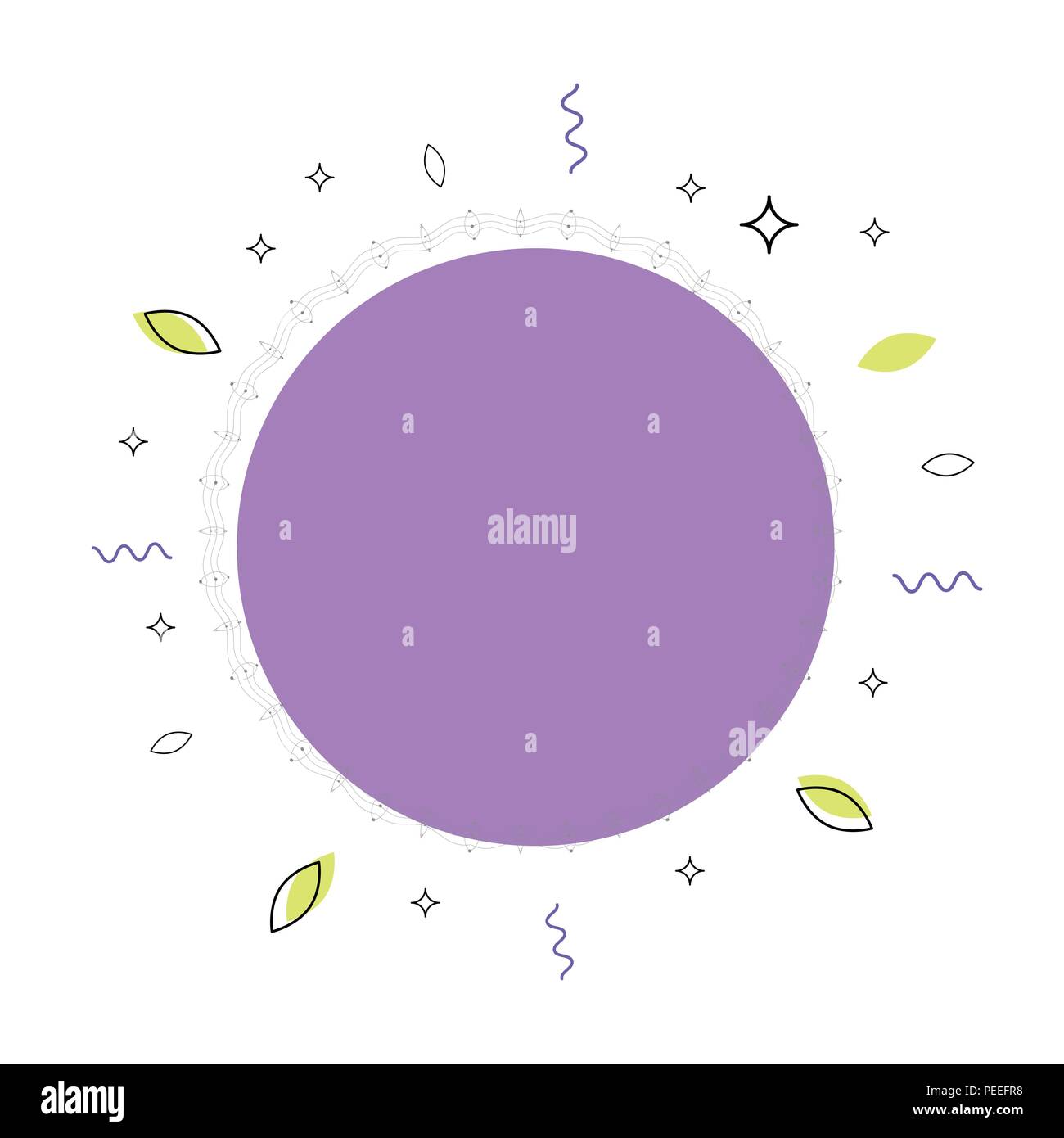 Flat round banner for ad. Empty circle frame with geometric shapes ...