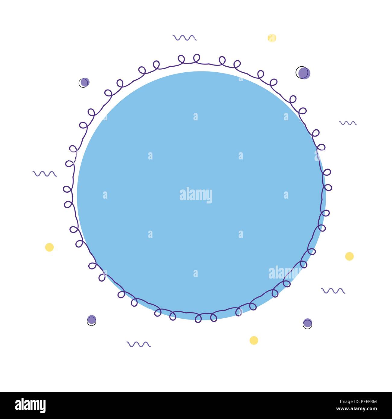Flat round banner with frame and geometric decorative shapes. Template ...