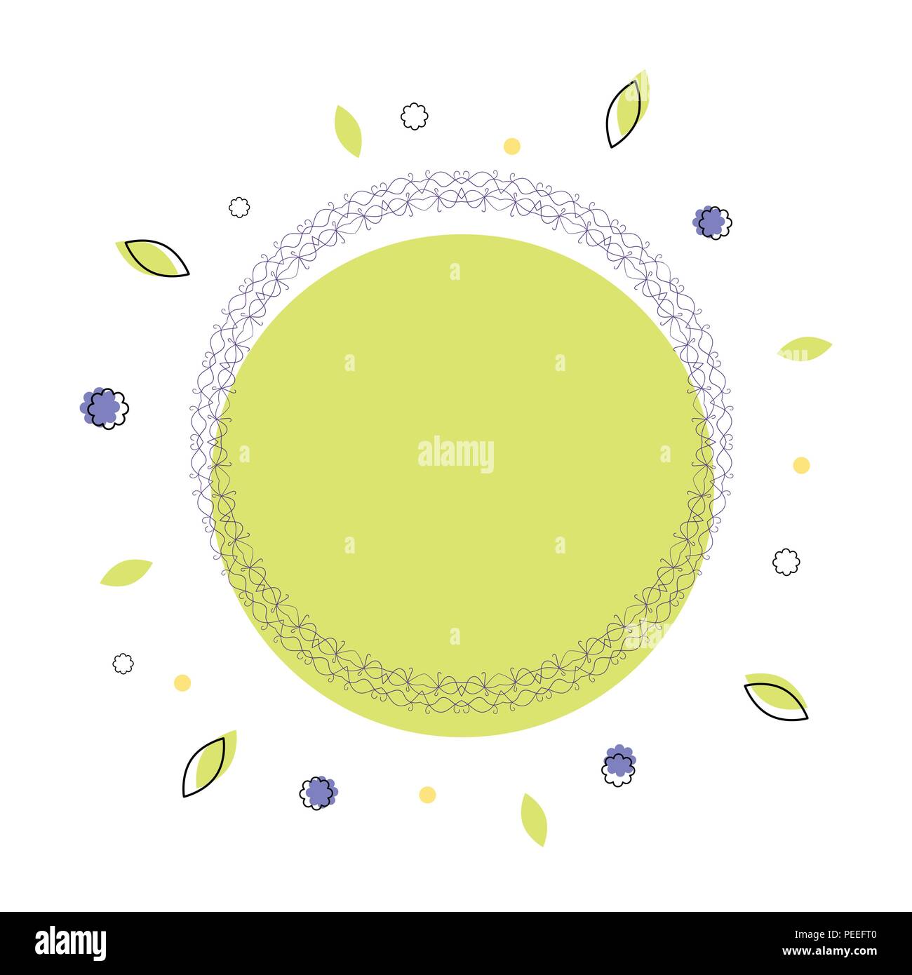 Vivid round frame with geometric decorations. Memphis style. Element ...