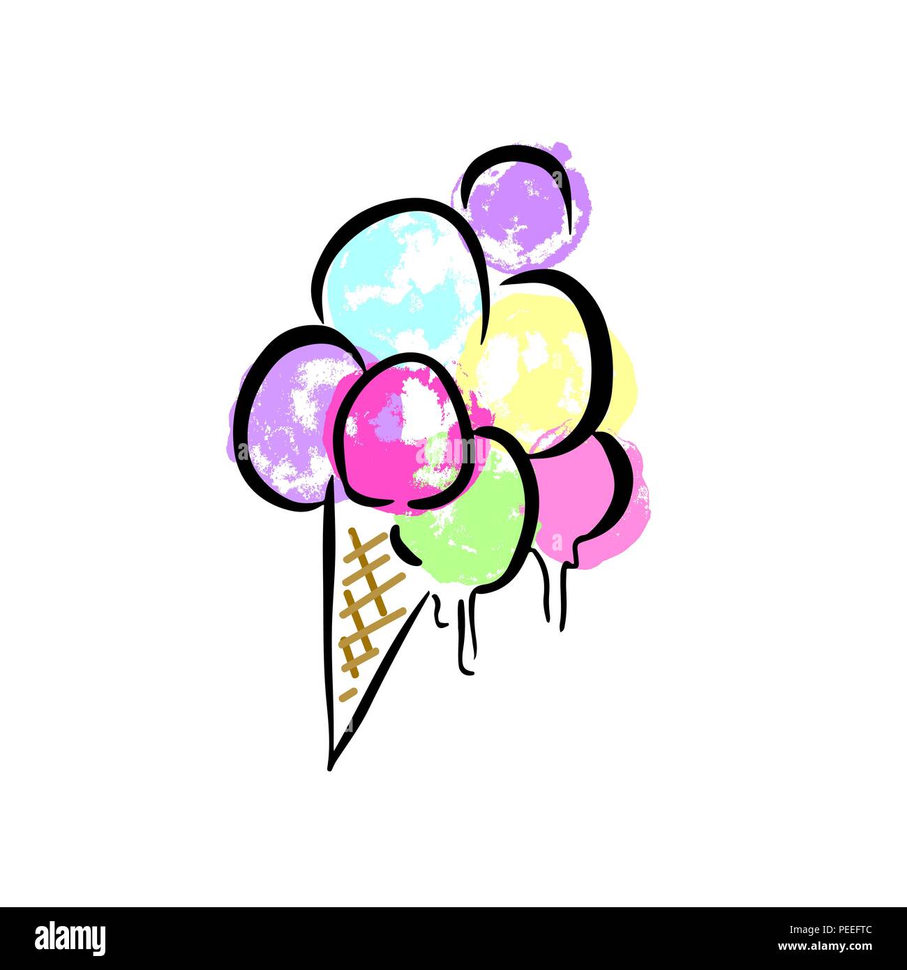 Simple colorful sketch. Ice cream. Vector illustration Stock Vector ...