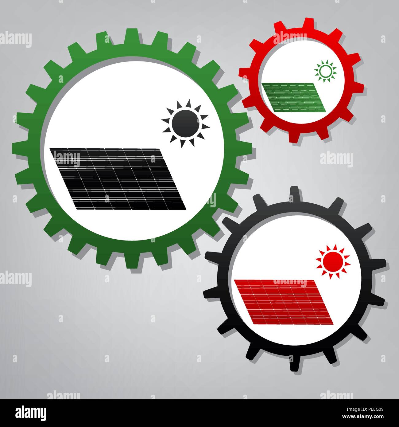 Solar energy panel. Eco trend concept sign. Vector. Three connected ...