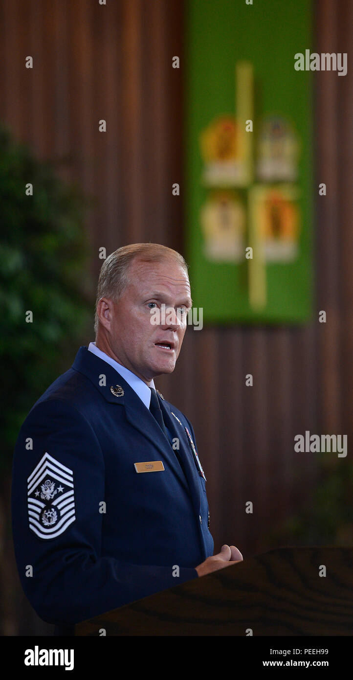 Chief Master Sgt. of the Air Force James A. Cody, gives a eulogy during ...