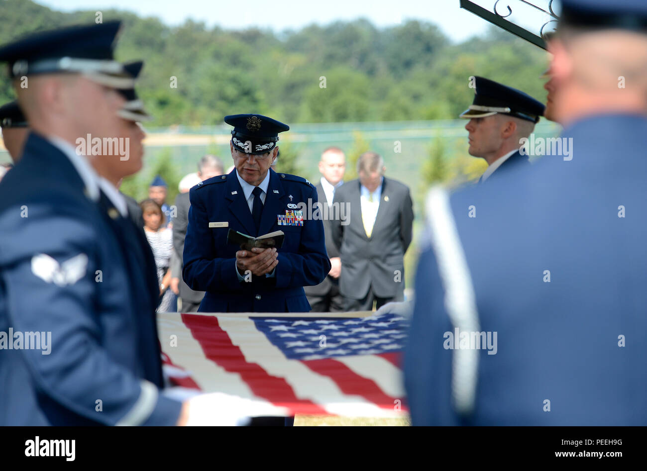 An Air Force chaplain reads a passage in honor of ninth Chief Master ...