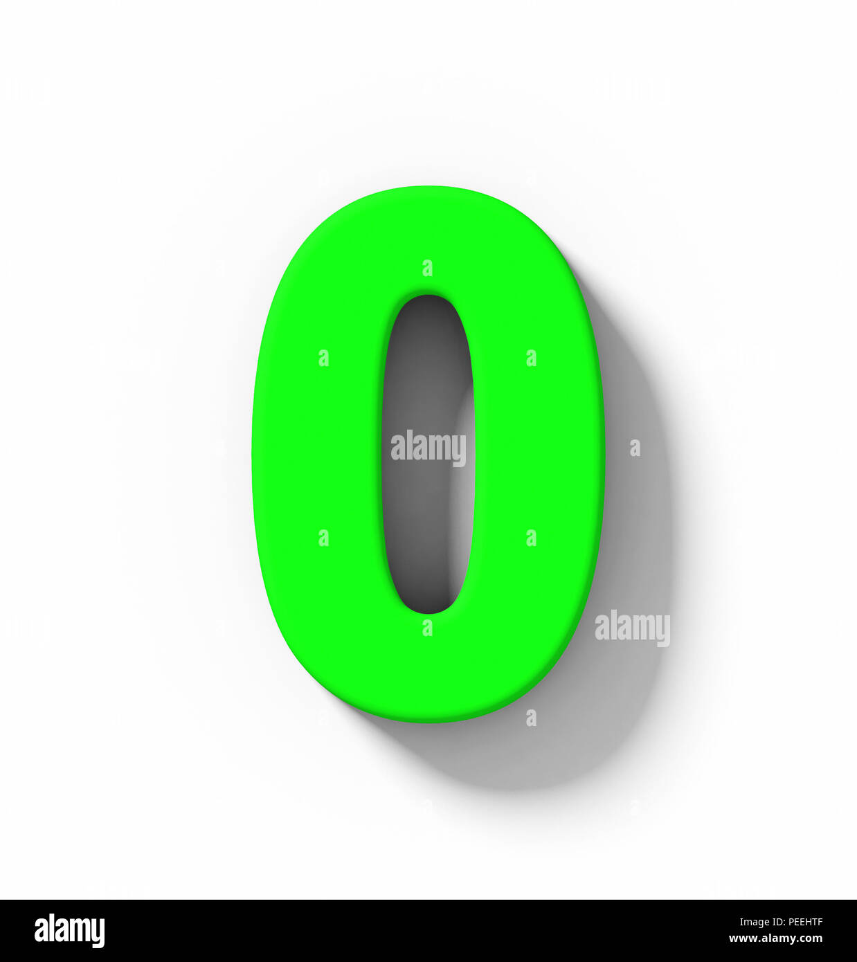 number 0 3D green isolated on white with shadow - orthogonal projection ...