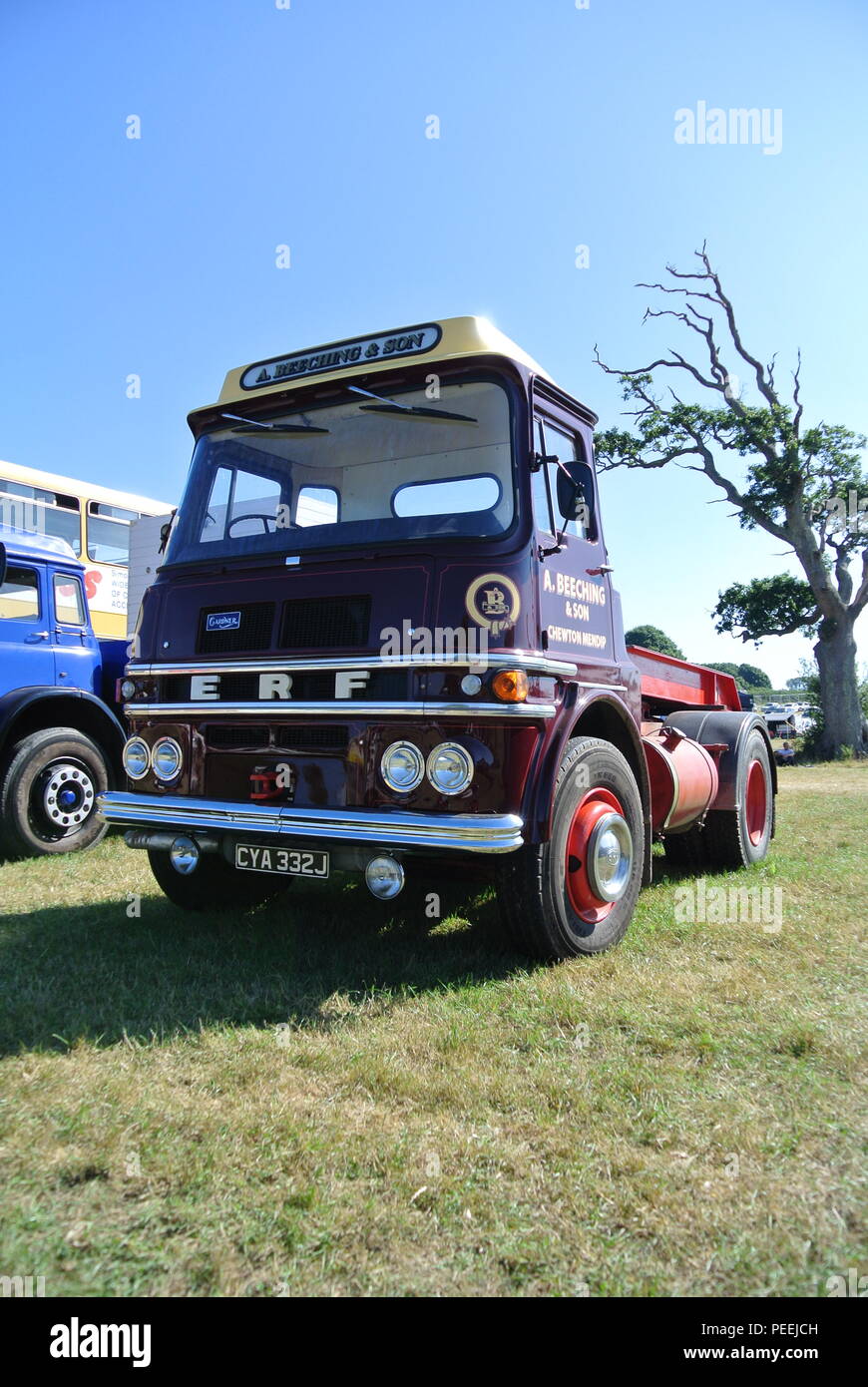 a 1970 ERF tractor cab parked up on display at Torbay Steam Fair ...