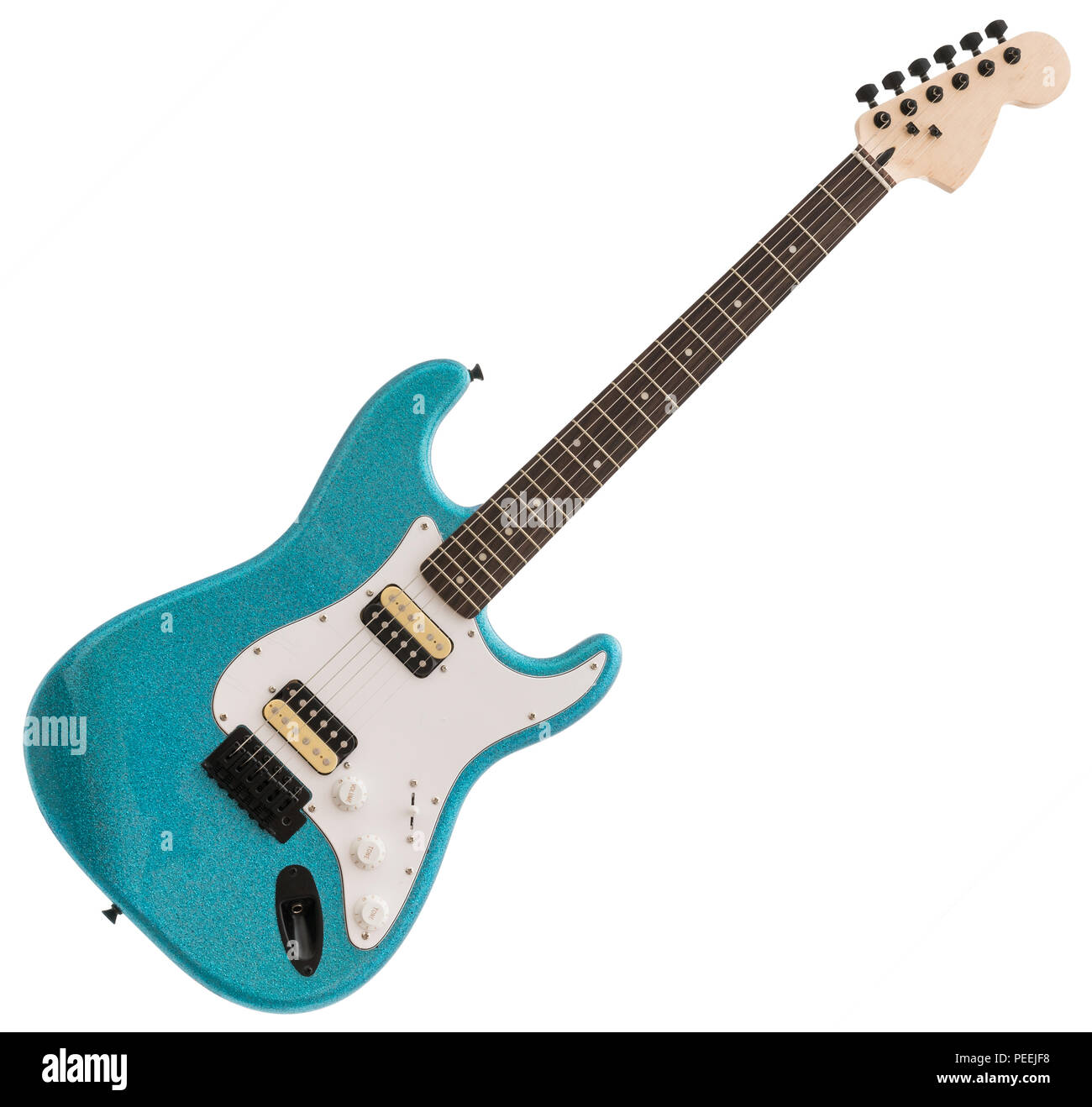 Blue Electric Guitar Isolated on White Background Stock Photo - Alamy