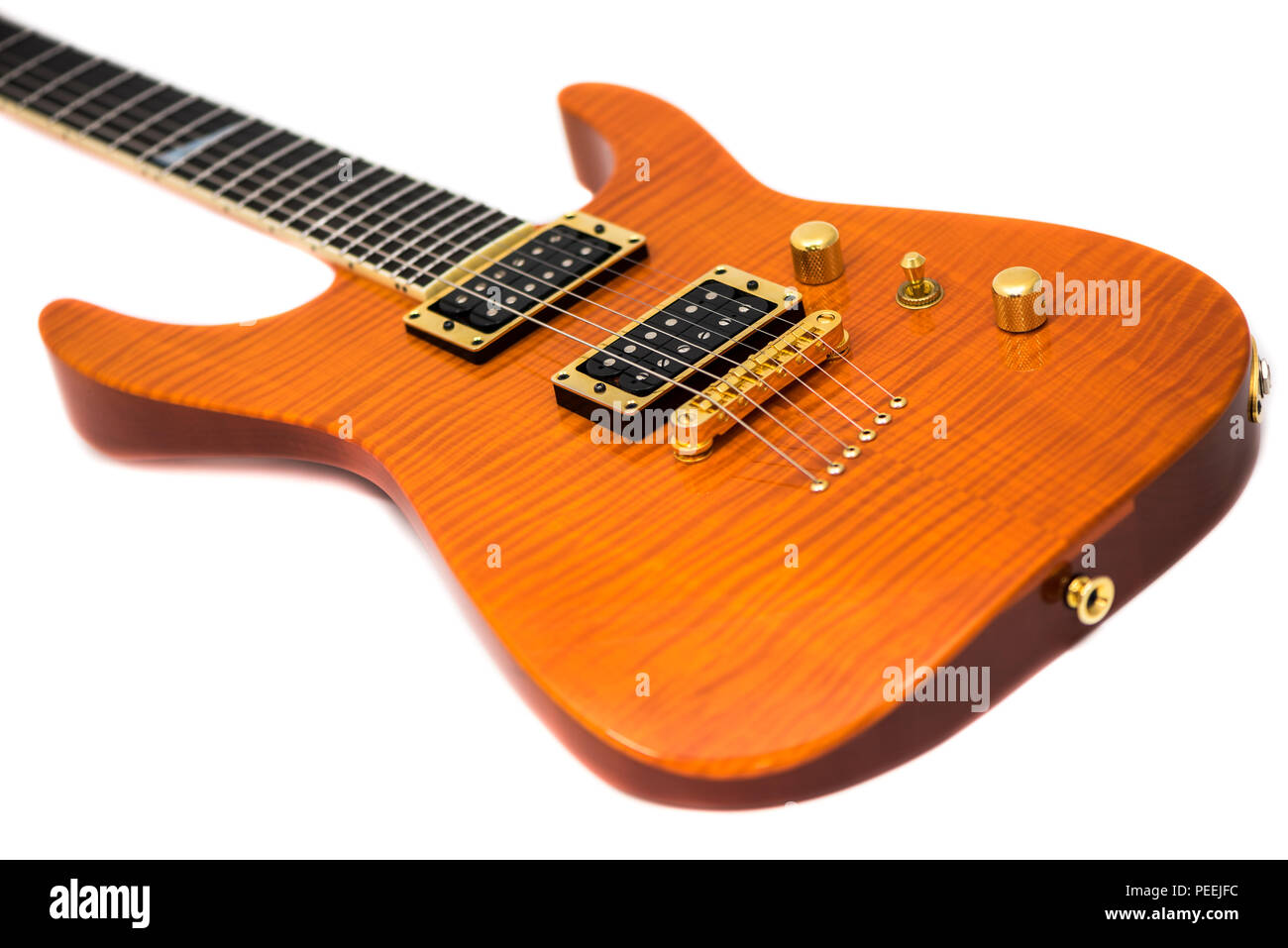 Orange Electric Guitar Isolated on White Background Stock Photo - Alamy