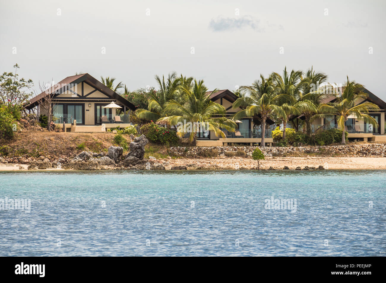 Vacation resort cottages near water on philippine island Stock Photo ...