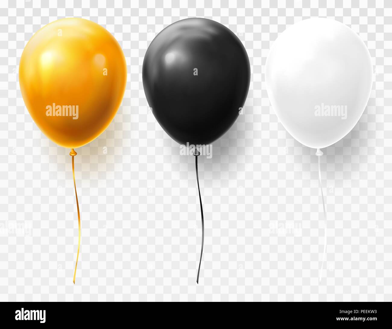 Set of isolated balloons on transparent. Realistic and volumetric ...