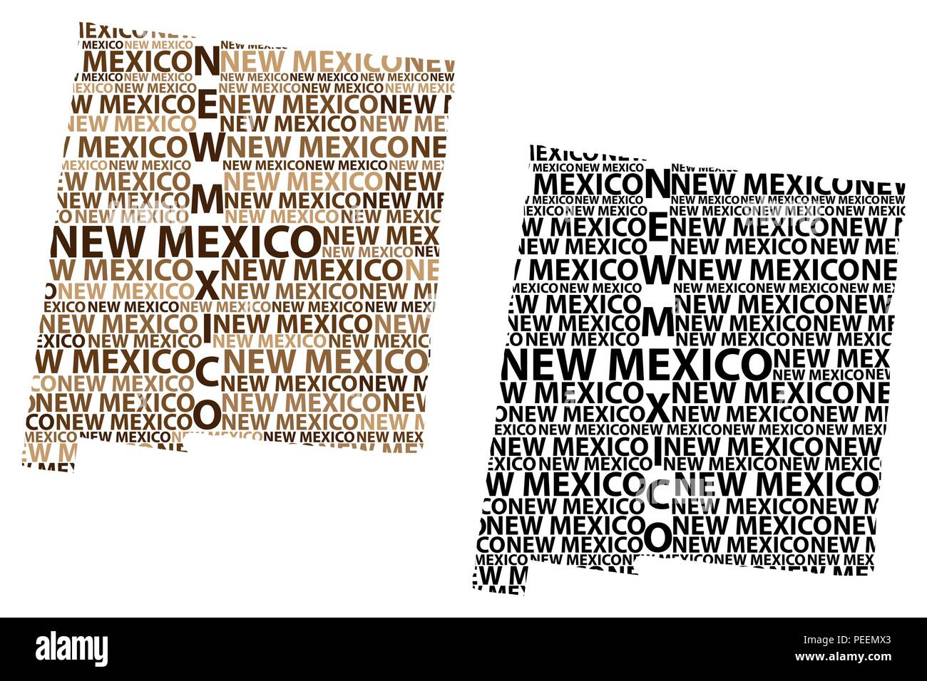 Sketch New Mexico (United States of America) letter text map, New ...