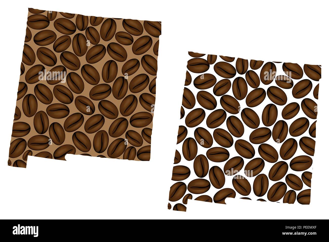 New Mexico (United States of America) - map of coffee bean, New Mexico ...