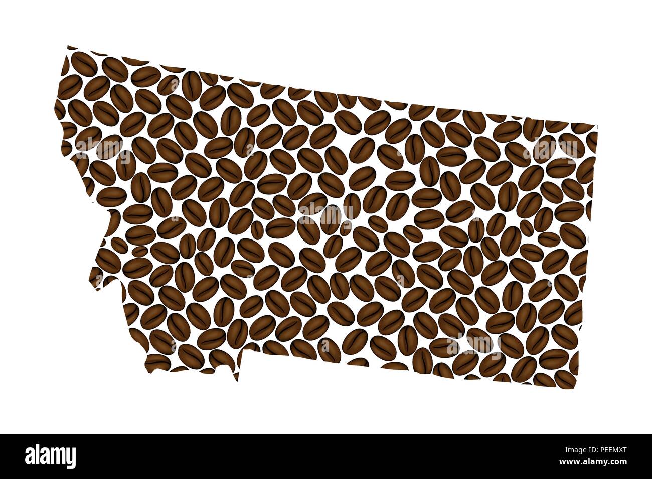 Montana (United States of America) - map of coffee bean, Montana map ...