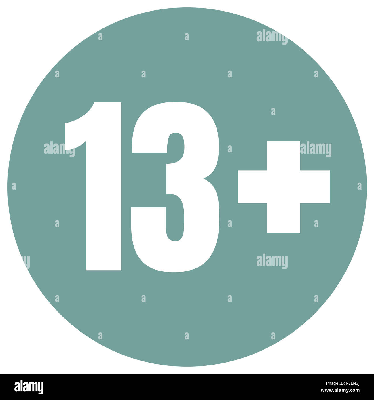 Limit age icon on blue background. Icons age limit from 13 flat ...