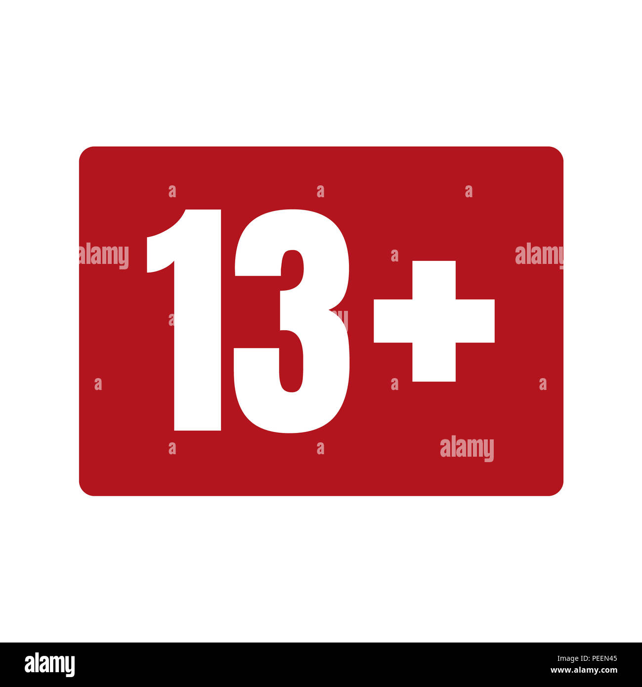 Limit age icon on red background. Icons age limit from 13 flat ...