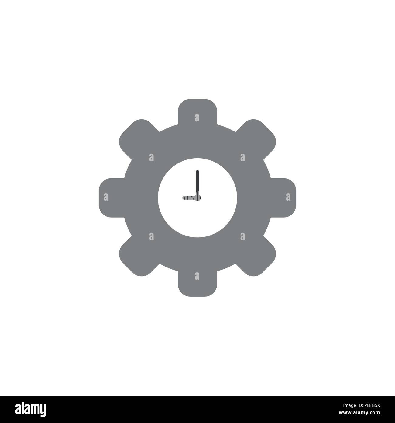 Flat design vector illustration concept of clock inside grey gear ...
