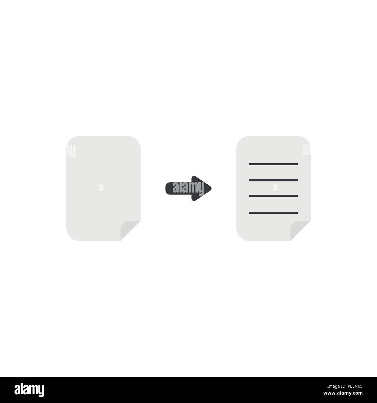 Flat design vector illustration concept of blank paper and written ...