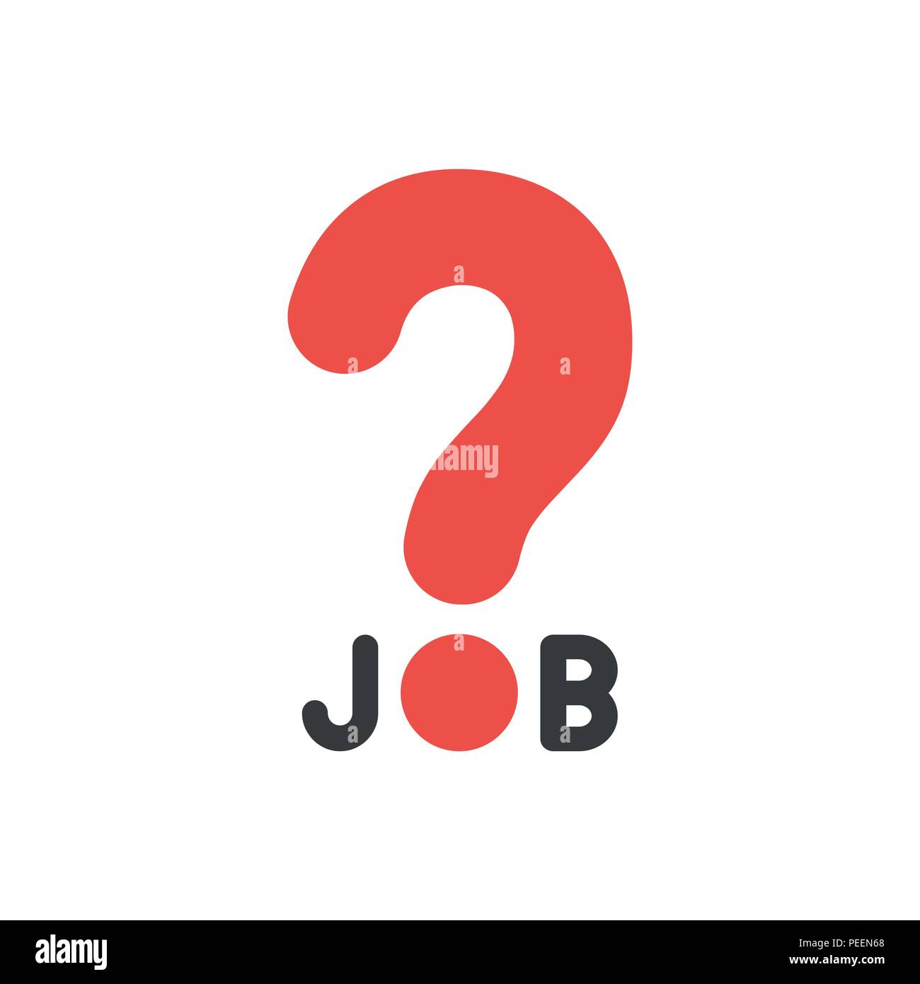 Flat design vector illustration concept of black job word with big red ...