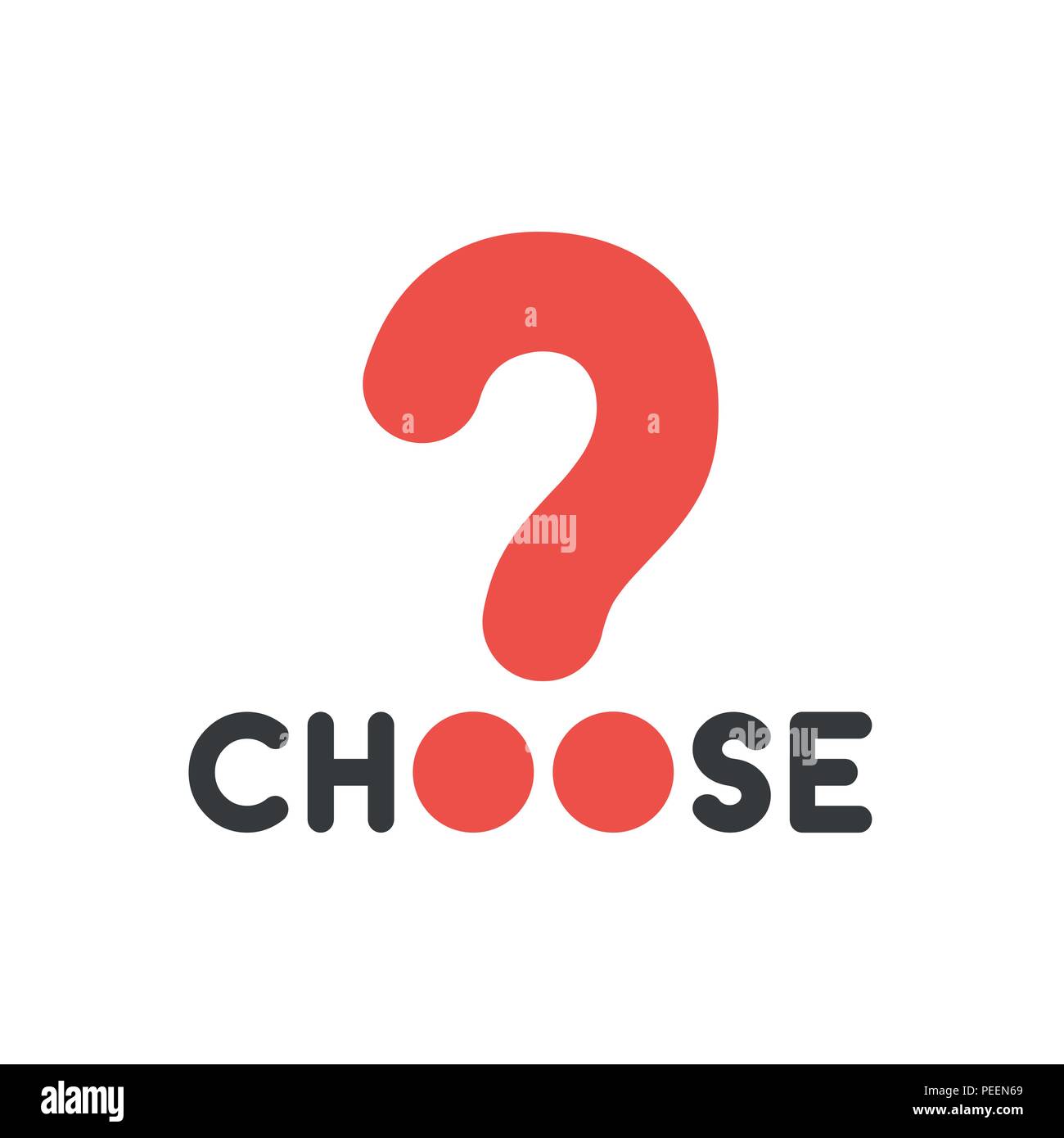 Flat design vector illustration concept of black choose word with big ...