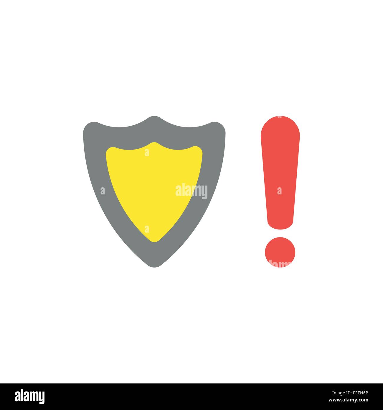 Flat design vector illustration concept of grey and yellow shield guard ...