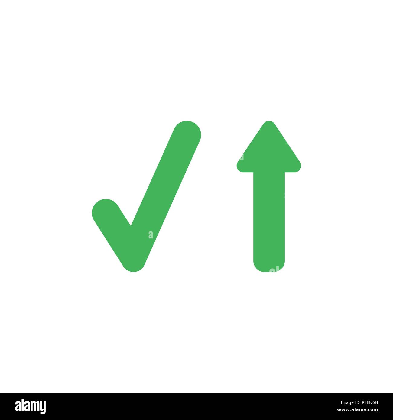 Flat design vector illustration concept of green check mark symbol icon ...