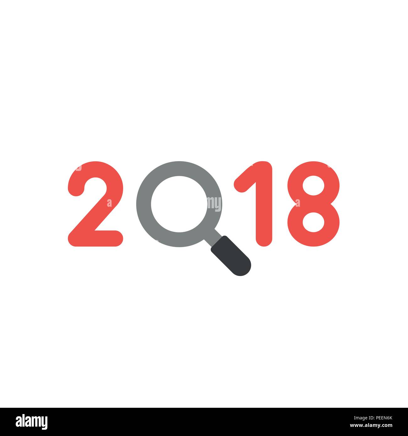 Flat design vector illustration concept of red year of 2018 word with ...