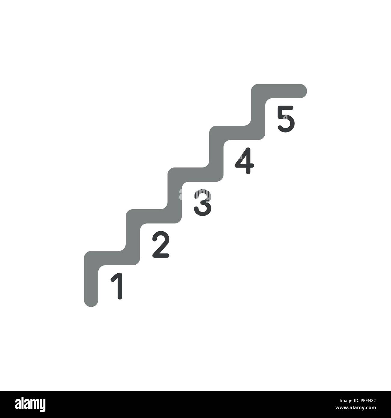 Flat design vector illustration concept of grey stairs symbol icon with ...
