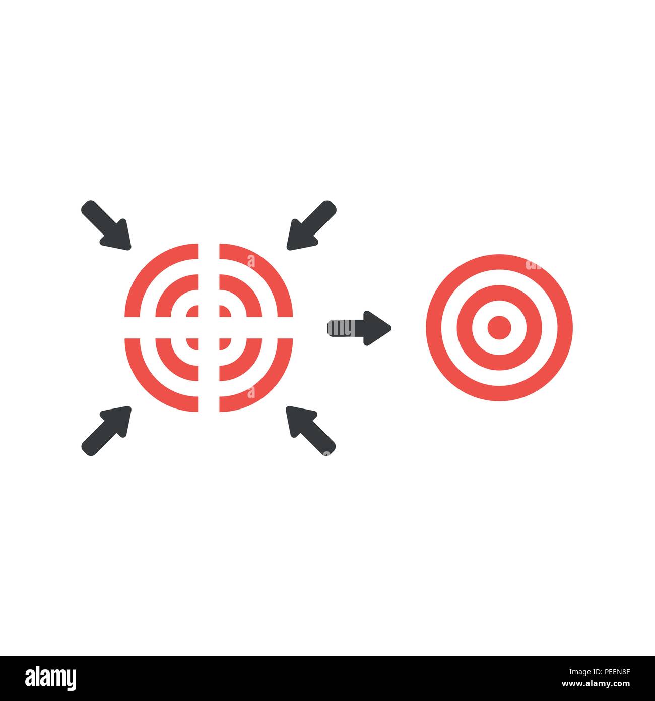 Flat design vector illustration concept of four part red and white ...