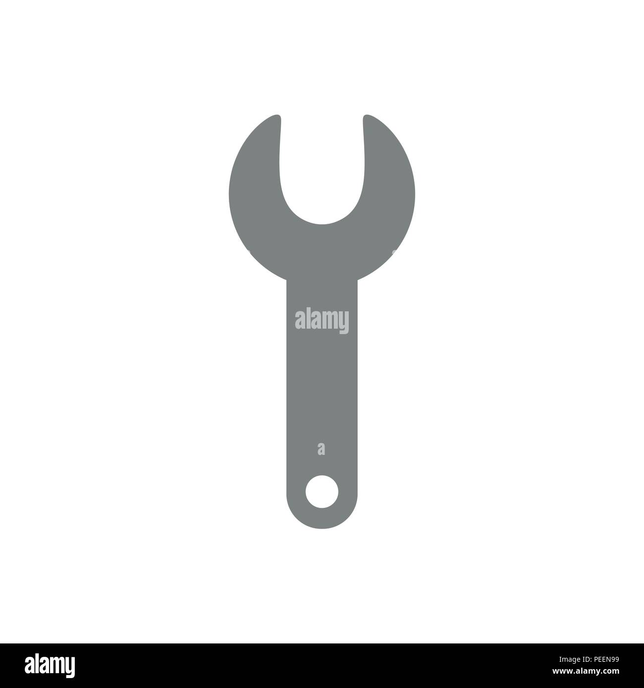 Flat design vector illustration of grey spanner symbol icon Stock ...