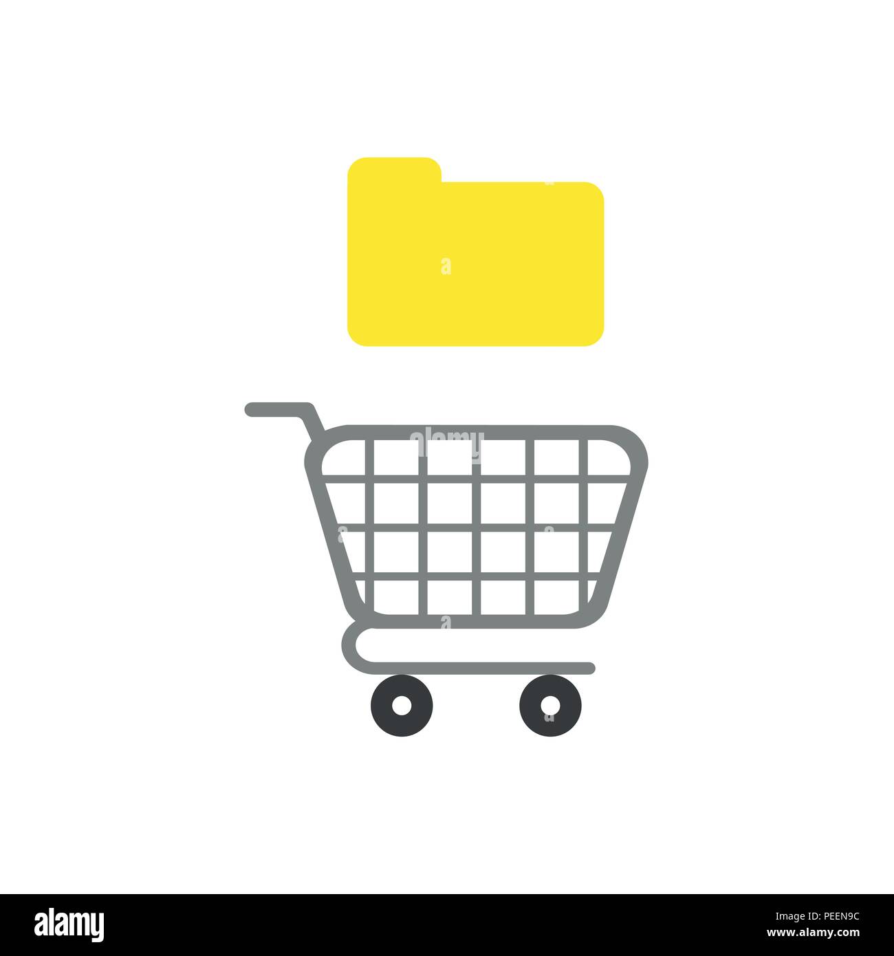 Flat design vector illustration concept of yellow closed folder over ...