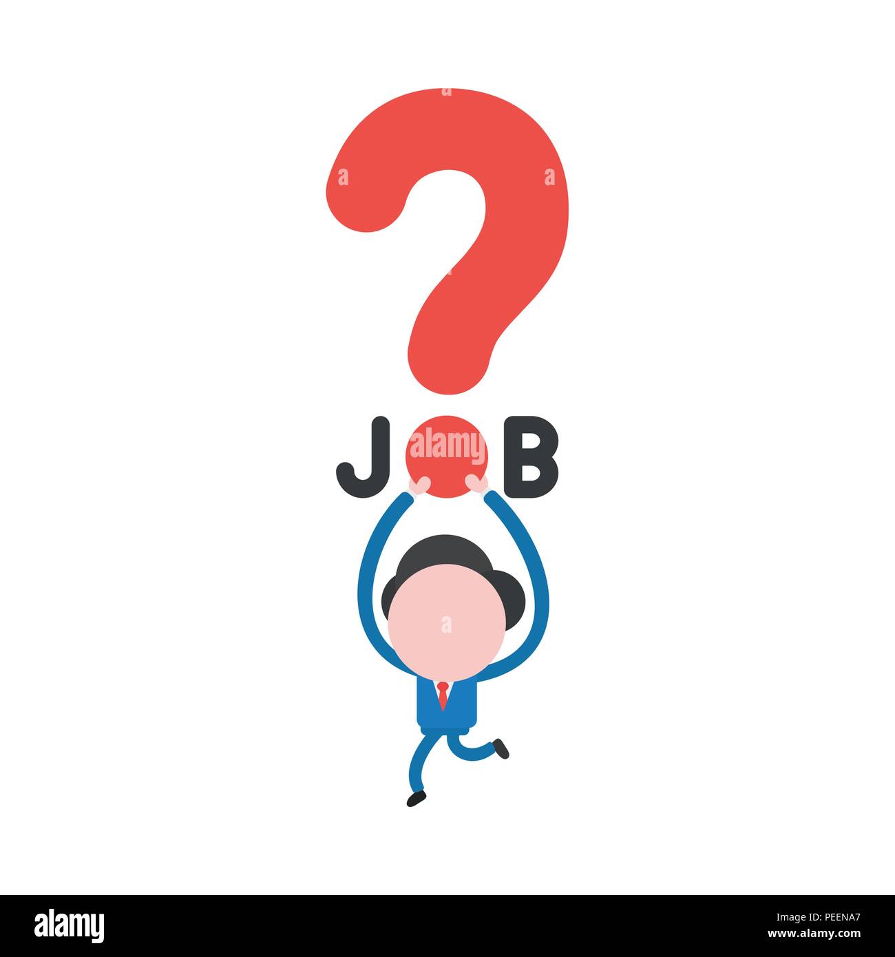 Vector illustration of businessman character running and holding up job ...